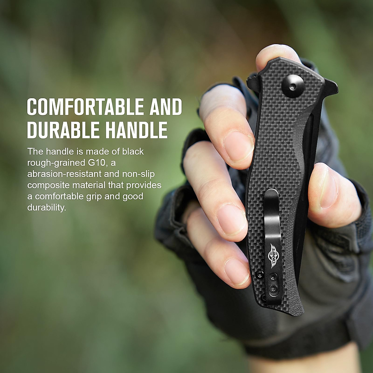 OKNIFE Sentry L2 EDC Folding Pocket Knife, Camping Knife with 3.37 Inches Tanto D2 Steel Blade and G10 Handle for Outdoor, Tactical, Survival
