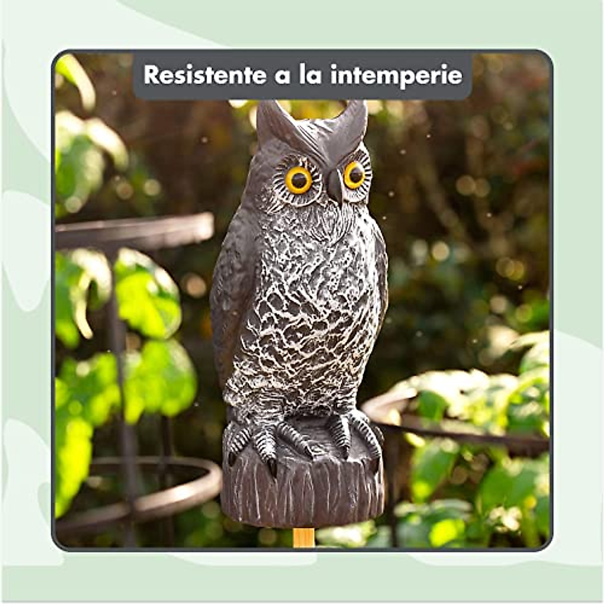 Bird Blinder Owl Decoy (16.5 Inch Tall) Natural Enemy Bird Deterrent, Great Horned Owl to Keep Birds Away - Owl Decor to Protect Gardens from Wildlife - Scarecrow for Outdoors or Indoors