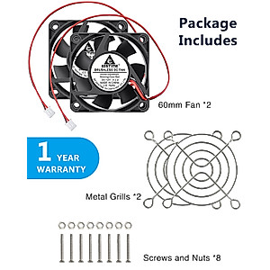 GDSTIME 2 Pack 60mm x 60mm x 25mm 12V Dual Ball Bearings DC Brushless Cooling Fan