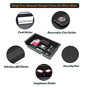 Center Console Organizer Fit for 2015-2020 Chevy Tahoe/Suburban/GMC Yukon|2014-2018 Chevrolet Silverado/GMC Sierra 1500, 2500/3500HD(2015-2019), Armrest Storage Box Tray with Coin Holder, 22817343…