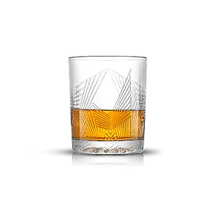 JoyJolt Gatsby Whiskey Glass Set of 6 Textured Whiskey Glasses for Bar (10oz). Old Fashioned Rocks Glasses for Scotch, Bourbon and Liquor. Unique Whiskey Tumblers, Rocks Glass Set or Cocktail Glass