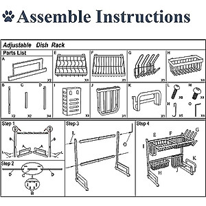 Over The Sink Dish Drying Rack, Adjustable (26.8" to 34.6") Large Dish Drying Rack for Kitchen Counter with Multiple Baskets Utensil Sponge Holder Sink Caddy, 2 Tier White