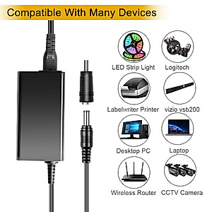 TAIFU Universal Power Adapter 24V Power Supply DC with 7 Extra DC Plugs for 5050 3528 LED Strip Light, Massage Gun, Vizio Soundbar, Zebra ZP450 Printers, Dymo 4XL Printer,LCD Monitor, Scanner, Speaker