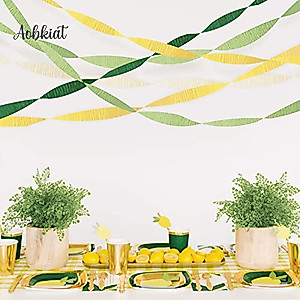 AOBKIAT Party Decorations, 8 Rolls Yellow Green Crepe Paper Streamers for Rustic Wedding, Birthday, Baby Shower, Lemon Themed Party