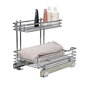 Household Essentials C26512-1 Glidez Under Sink Sliding Organizer | Pull Out Cabinet Shelf | Chrome | 12.5 Inches Wide