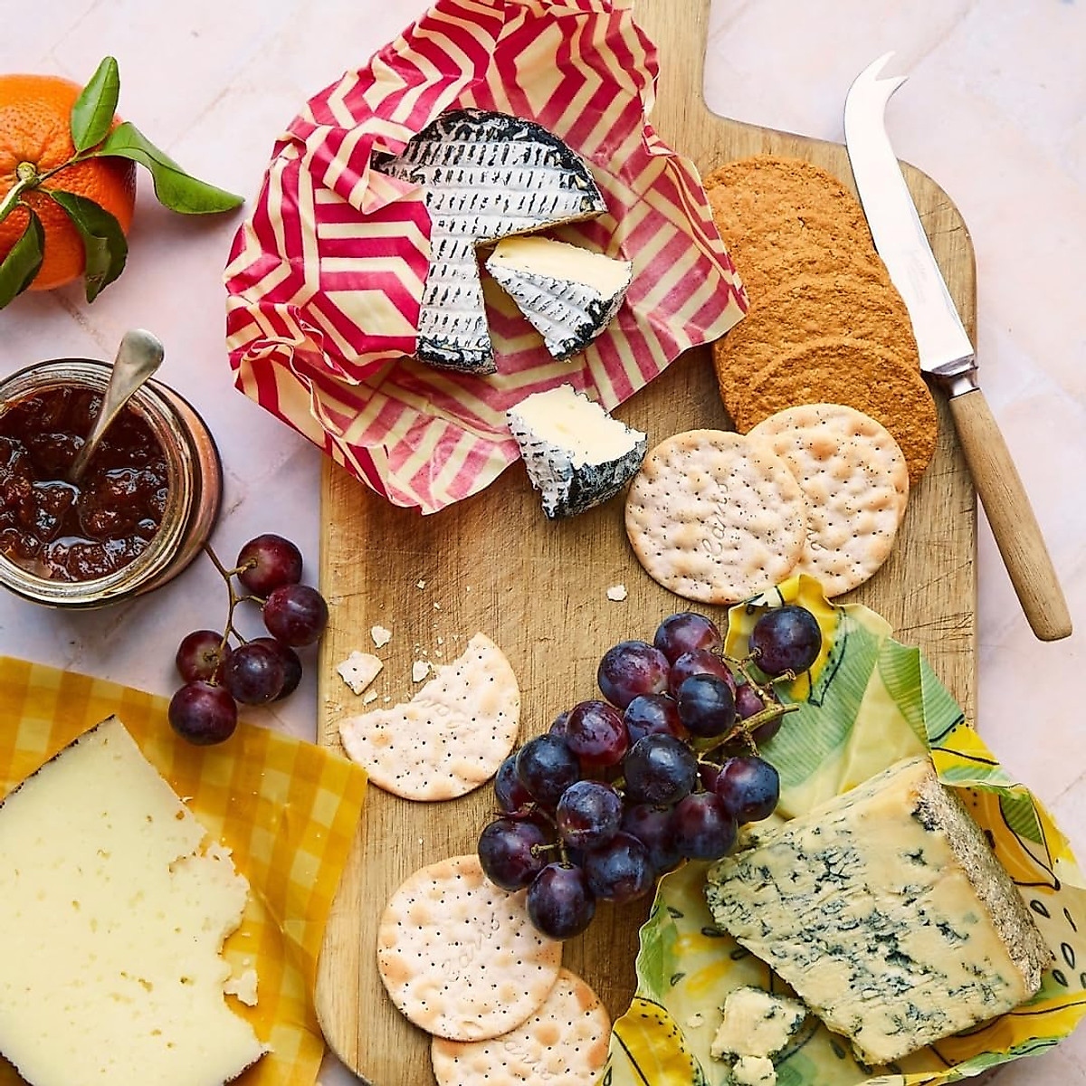 WaxWrap Beeswax Wraps for Food - Organic Cotton Food Wraps - Eco Friendly Reusable Stretch Wrap - Bees Wax Wraps Reusable Food Storage | Assorted 3 Pack (S, M, L)