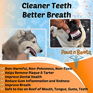 Multi-Purpose All-Natural Pet Finger Wipes, Organic, Safe, Non-Toxic Formulated Pre-Moistened Wipes. Remove Plaque & Whiten Teeth, Clear Ear Wax/Dirt Buildup, Soothe Dry Skin Folds, Remove Tear Stains