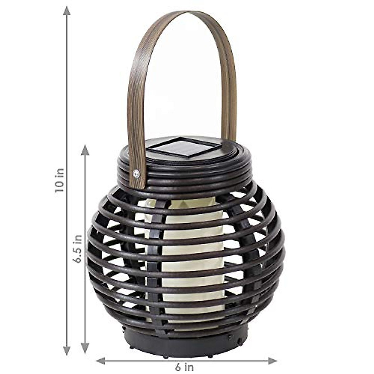 Sunnydaze Lerena Black Outdoor LED Hanging Solar-Powered Lantern with Candle - Plastic - 6-Inches Tall - Light Up Your Yard, Deck, Patio, Porch, or Garden