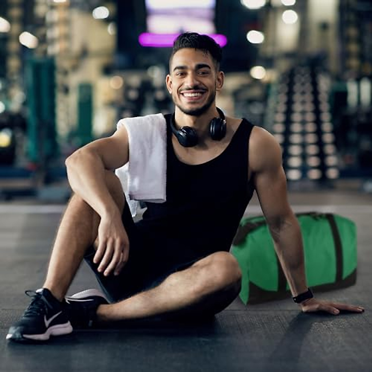 30 Liter, 17 Inch Canvas Duffle Bags for Men and Women – Travel Weekender Overnight Carry-On Shoulder Duffel Tote Bags (Green)