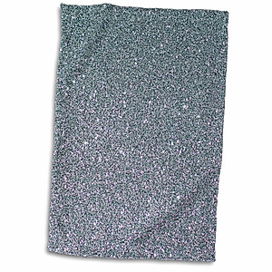 3D Rose Silver Glamour Glitter Style Hand Towel, 15" x 22"
