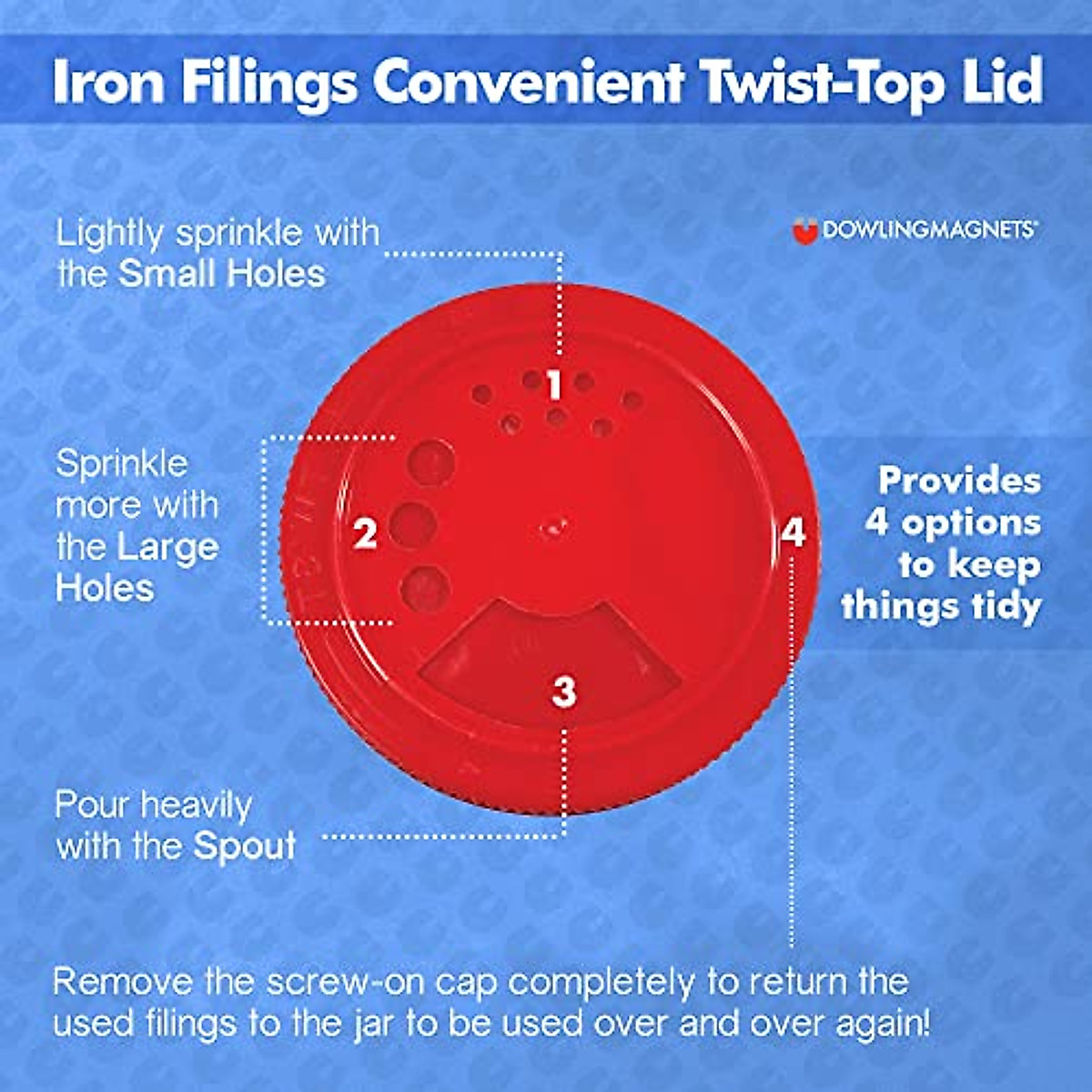 Dowling Magnets Iron Filings Variety Pack, 3 Jars (fine, Medium, coarse), 12 Ounces Each (731050)