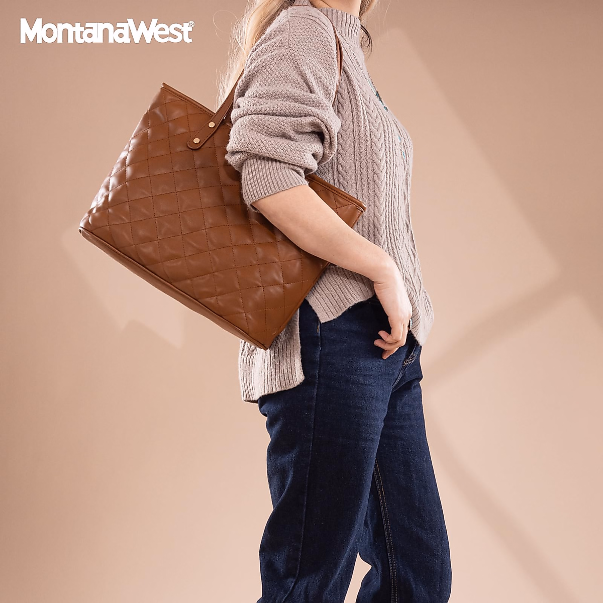 Montana West Quilted Handbag for Women Tote Purse Shoulder Bag Large Fashion Hobo Purse MWC-084BBR