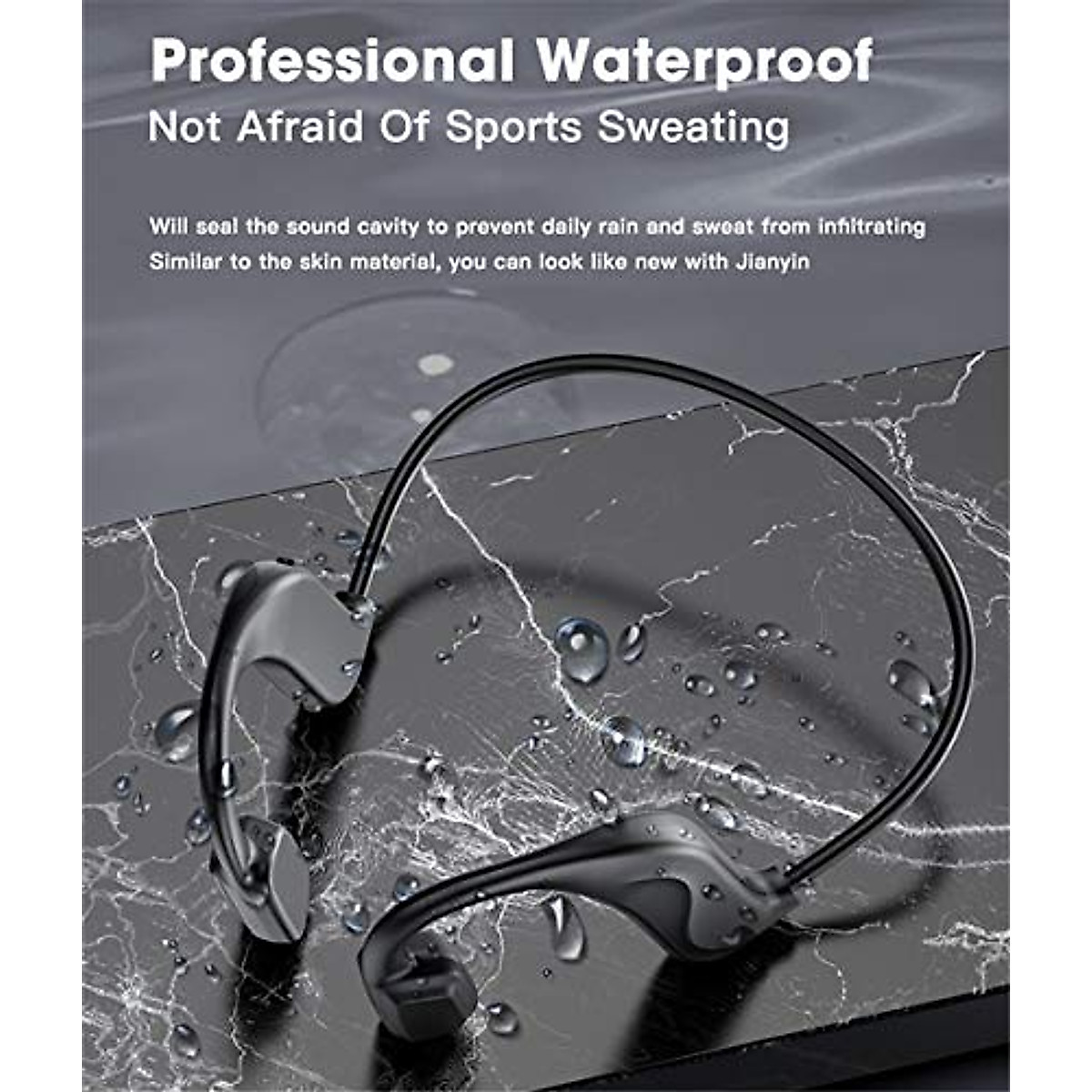 YODZ Bone Conduction Headphones, TWS True Wireless Bluetooth 5.0 Sport Waterproof Earphones Headset, with Mic, for Running, Driving, Cycling,Red