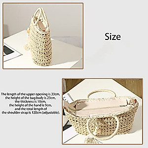 Women Summer Beach Bag Tassel Hollow Large Capacity Shoulder Bag Handmade Woven Bag Portable Messenger Bag (Color : C)