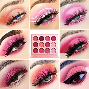 BEUSELF DE'LANCI Pink Eyeshadow Palette,12 Colors Peach Matte & Shimmer High Pigmented Mini Makeup Eyeshadow Pallet,Warm Natural Blendable Long-Lasting Waterproof Small Pallets Eyeshadow