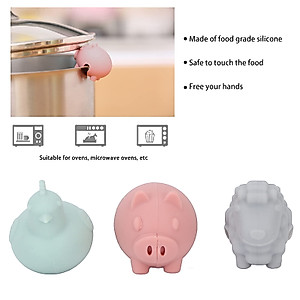3pcs Pot Side Clips, Prevent Overflow Silicone Cute Animal Shape Pot Lid Lifting Clips Kitchen Cooking Tools