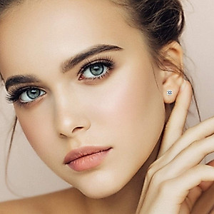 14k Solid Gold PRINCESS Stud Earrings Square Cubic Zirconia Princess-cut CZ Unisex Studs, 14kt White Gold (5mm)