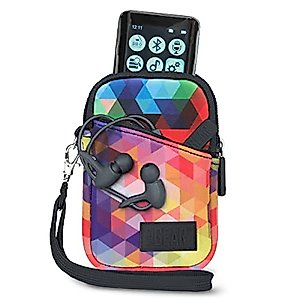 USA Gear MP3 Player Case Compatible with Apple iPod, Sandisk MP3 Player, Timmkoo, MYMAHDI 80GB, and more MP3 Player with Bluetooth - Wrist Strap, Pocket for Earbuds, USB Cable, Memory Card (Geometric)