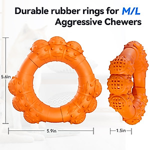 Indestructible Dog Chew Ring Toys for Aggressive Chewers, Super Chewer Dog Toys for Medium Large Dogs, Puppy Teething Rings for Relax,Interactive Dog Ring Toys for Boredom,Heavy Duty Dog Teething Toys