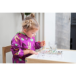 Tidy Tot - Long Baby Bib - Mess Proof Long Sleeve Feeding Smock with Large Food Catcher Pocket - Waterproof Bib – Machine Washable. Fits 6-24 months - Purple