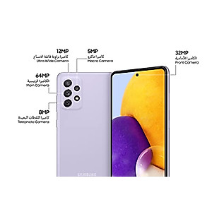 Samsung Galaxy A72 A725F-DS 4G Dual 256GB 8GB RAM Factory Unlocked (GSM Only | No CDMA - not Compatible with Verizon/Sprint) International Version - Awesome Violet