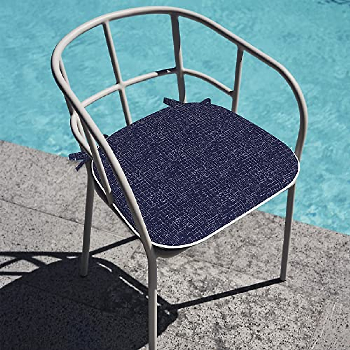 Melody Elephant Outdoor Chair Cushions Set of 2, Water Resistant Patio Chair Pads with Ties, Seat Cushions for Home Garden Furniture Decoration, 16"x17", Rave Indigo