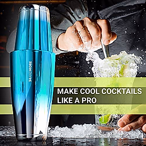 Bartender Kit. Boston Cocktail Shaker Set. Mixology Bar Set Tools Accessories for Professional and Home Bartending. Barware Kit: Two Weighted Shaker Tins, Muddler, Strainer, Jigger, Mixing Spoon, etc