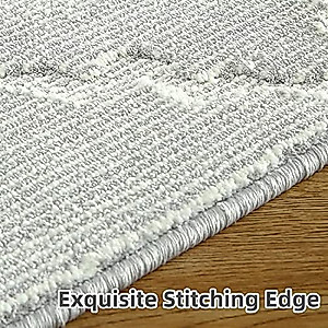 GlowSol Large Area Rug 8x10 Shag Rug for Bedroom Solid Diamond Lattice Rug Boho Moroccan Area Rug Tufted Carpet Modern Geometric Area Rug Non-Shedding Home Decoration Area Rugs, Beige