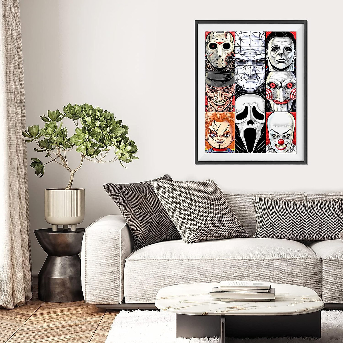 WIGOR 5D Diamond Painting Kits for Adults Halloween Diamond Arts Horror Diamond Painting DIY Full Round Drill for Home Wall Decor and Adults Kids Holiday Gift 12X6inch