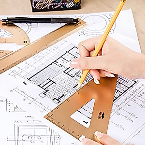 Mr. Pen- Geometry Set, Gold Color, 4 Pack, Metal Geometry Kit, Triangle Ruler, Metal Ruler, Drafting Triangles, Metal Protractor, Metal Set Square, Drafting Ruler, Drafting Set