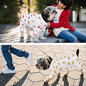 LETSQK 4-Pack Dog Pajamas Puppy Cute Clothes Adorable Puppy Rompers Jumpsuits Cozy Soft Cotton Bodysuits Apparel for Small Dog and Cat (X-Large)