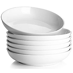 Y YHY Pasta Bowls 30oz, Large Salad Serving Bowls, White Soup Bowls, Porcelain Pasta Bowls Set of 6, Microwave Dishwasher Safe