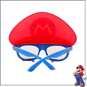 Sun-Staches Nintendo Official Mario Sunglasses, UV400 Costume Accessory, Red Mask One Size Fits Most