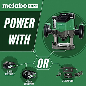 Metabo HPT 36V MultiVolt™ Cordless Plunge Router | Tool Only - No Battery | Includes 1/2-Inch and 1/4-Inch Collets | Variable Speed | Optional AC Adapter | M3612DAQ4