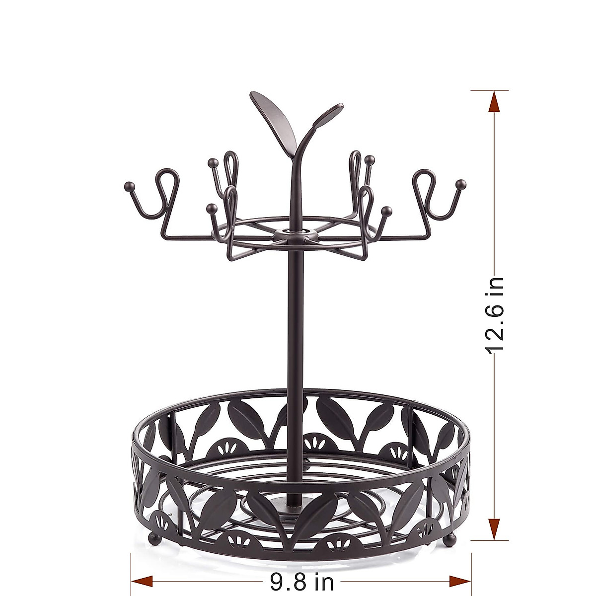 ALLCENER Mug Tree Countertop, Rotatable Mug Holder Stand, Coffee Pod Holder with Mug Rack, Coffee Mug Rack with 6 Hooks for Coffee Bar Counter Cabinets and Kitchen Organizer
