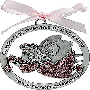 Cathedral Art (Abbey & CA Gift Angel Crib Medal for Jewelry Making, One Size, Silver, Pink