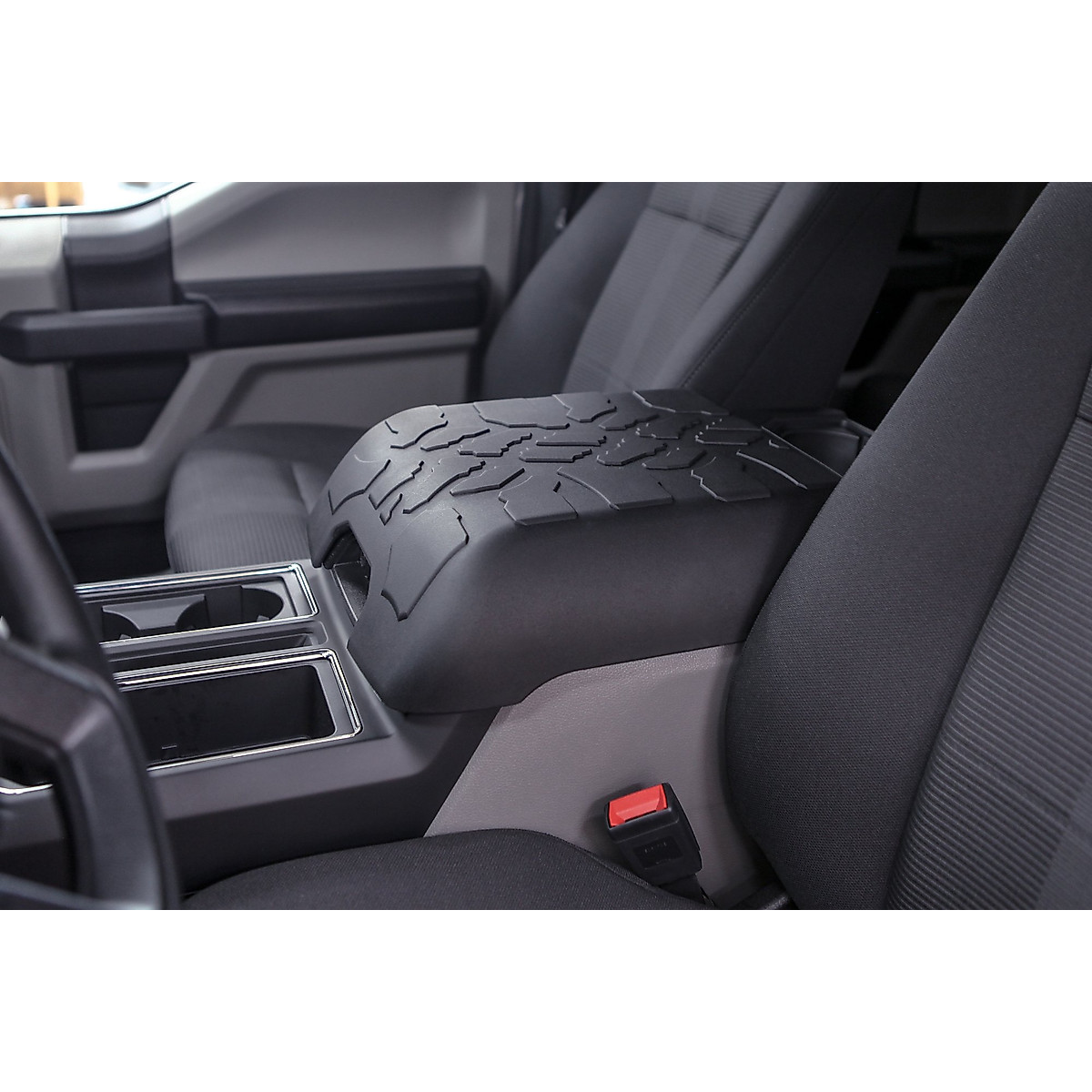 Boomerang® Tire Tread Armpad™ for Ford F150 (2015-2021) - Flow-Through Console Version - Center Console Armrest Cover