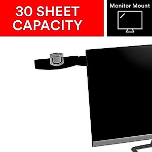 3M Monitor Mount Document Clip Copy Clip, Mounts Right or Left with Command™ Adhesive, Use on Monitors and Laptops for Easy Viewing and Reduced Clutter, Holds up to 30 Sheets, Black (DH240MB)