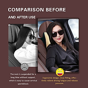 Super Comfy Car Headrest Pillow, Car Pillow for Neck Pain Relief with Adjustable Strap, 100% Memory Foam & Breathable Removable Cover, Ergonomic Design - Softness Travel Car Neck Pillow(Beige, 1PC)