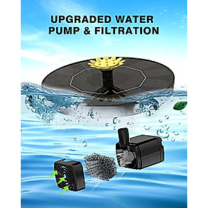 Xinhong 1.4W Solar Bird Bath Fountain, Solar Fountain Pump for Bird Bath with 6 Petal Nozzles, Solar Powered Fountain Pump Outdoor Watering Submersible Pump for Pond, Pool, Garden, Fish Tank