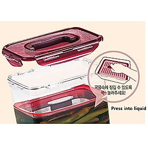 LockandLock Press Plate Leakproof Airtight Pickle Kimchi Container 4.5L / 152oz BPA Free One Handle Clear Body Maintain Fresher Taste