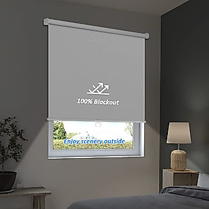 LUCKUP Blackout Cordless Roller Shades for Windows, Room Darkening Free-Stop Pull Down Rolling Blinds, Waterproof Thermal Insulated Window Shades for Home & Office, White, 34" W x 72" L