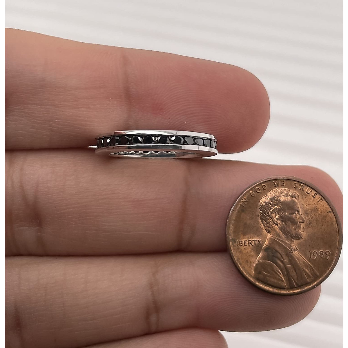 Vogati 0.60-0.80 Cts Black Diamond Eternity Band in 14K White Gold - Valentine's Day Sale