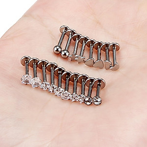 Cisyozi 20G Threadless Push in Nose Rings Stud Piercing Jewelry Women Stainless Surgical Steel Flat Back Nose Stud Tragus Helix Cartilage Earring Lip Labret Monroe Medusa Nose Ring Stud Piercings Men