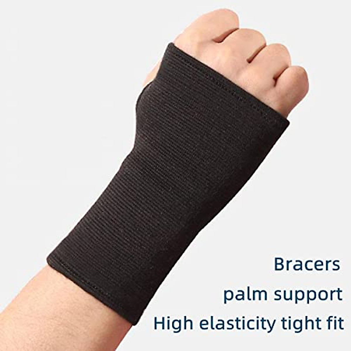 JUSDIQIR Palm Brace Wrist Support Sleeves (1 Pair), Everyday Use Wrist Brace, Compression Carpal Tunnel for Wrist Pain Relief, Fitness Gloves, Sports Glove, Wrist Brace for Men and Women (M, Black)