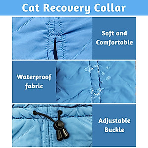 PINVNBY Cat Cone, Cat Recovery Collar Soft Adjustable Cat Cone to Stop Licking and Scratching Foldable Water Resistant Neck Cone for Cats with Drawstring Design Not Block Vision (S)