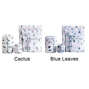 Just E Joy 5pcs/Set Portable Mesh Laundry Bag, Cute Prints Reusable Travel Storage Organizer for Bathroom Washing Machine Underwear Socks