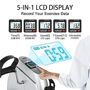 Mini Exercise Bike, AGM Under Desk Bike Pedal Exerciser Foot Cycle Arm & Leg Peddler Exerciser Machine with LCD Screen Displays (Sliver)