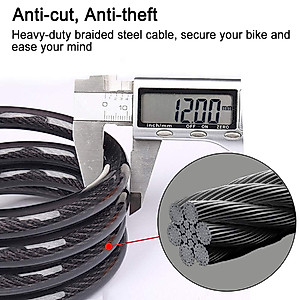 NDakter Bike Lock, 5-Digit Resettable Combination Bike Cable Locks, 4ft Long/0.472Inch Diamete High Security Anti Theft E-Scooter Lock with Mount for Bikes,Bicycles, E-Bike,Electric, Kids Scooter