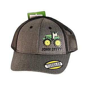 John Deere 3D Rubber Tractor Print Toddler Baseball Hat Cap-Charcoal-One Size